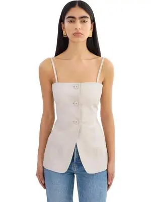 LAMARQUE Milana Leather Bustier Top - Whisper White