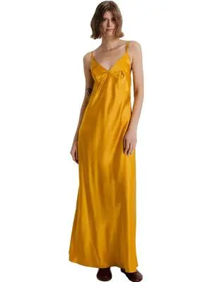 ALAS 100 Silk Slip Maxi Dress - Gold