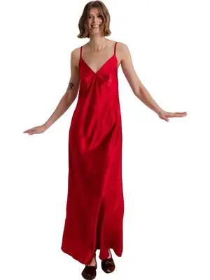ALAS 100 Silk Slip Maxi Dress - Red
