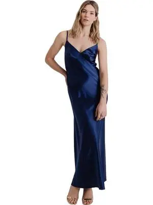 ALAS 100 Silk Slip Maxi Dress - Royal Blue