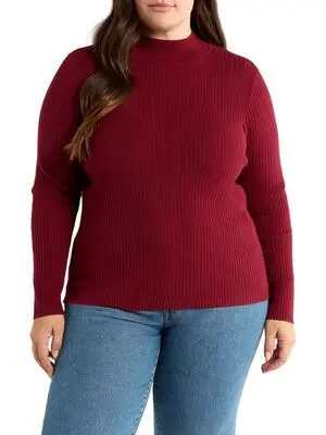 JONES NEW YORK Ribbed Mock Neck Sweater