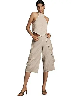 PILCRO Crop Cargo Balloon Pants Neutral