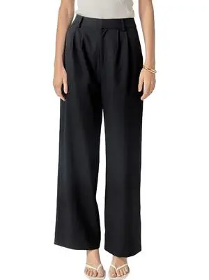 English Factory Pleat Front Wide Leg Trousers - Navy
