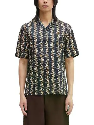 Fred Perry Camp-collar Patterned Shirt - Blue
