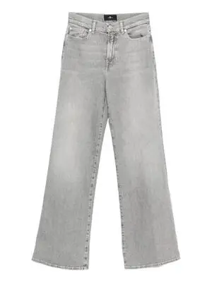 7 For All Mankind Lotta High-waisted Wide-leg Jeans - Grey