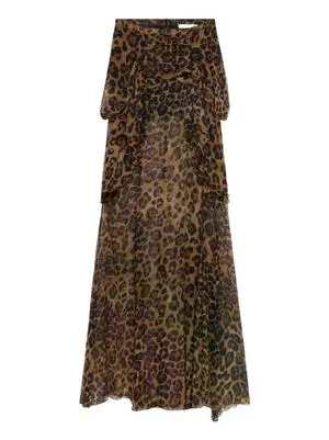 Blumarine Printed Ruffled Skirt - Brown