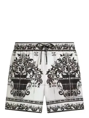 Dolce & Gabbana Graphic-print Swim Shorts - White