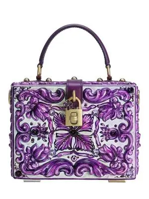 Dolce & Gabbana Floral-embellished Top Handle Bag - Purple