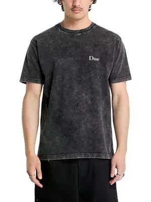 DIME Logo-embroidered Acid-wash T-shirt - Black
