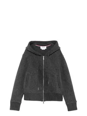 Thom Browne Zip-up Wool Hoodie - Grey