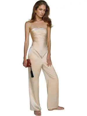 REFORMATION Marisol Silk Two Piece Ivory