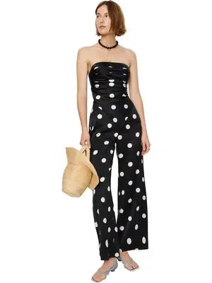 REFORMATION Marisol Silk Two Piece Moon Dot