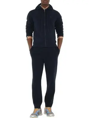 Burberry Cashmere Blend Zip Hoodie - Navy