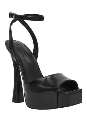 Steve Madden Platform Sandal With Ankle Strap Black Leather