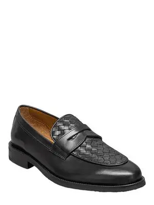 Allen Edmonds Como Leather Woven Slip-on Loafers - Black