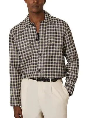 REISS Regular Fit Textured Check Shirt - Navy/white