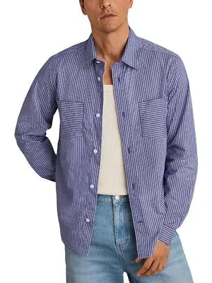 REISS Hendrixon Regular Fit Striped Poplin Shirt - Blue/white