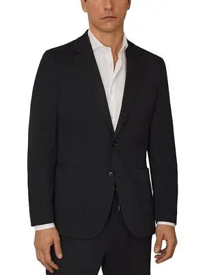 REISS Gerrard Regular Fit Textured Jersey Knit Blazer - Navy