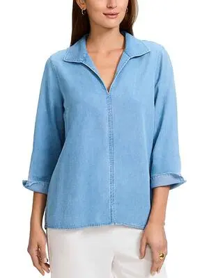 Foxcroft Agnes Denim Shirt - Bleach Wash