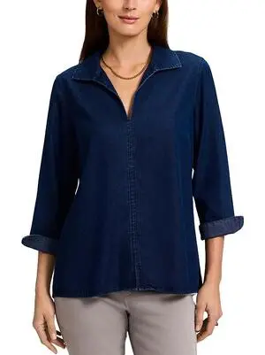 Foxcroft Agnes Denim Shirt - Dark Wash