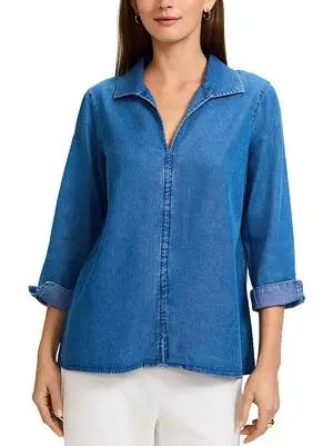 Foxcroft Agnes Denim Shirt - Medium Wash