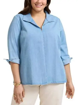 Foxcroft Agnes Denim Shirt - Bleach Wash