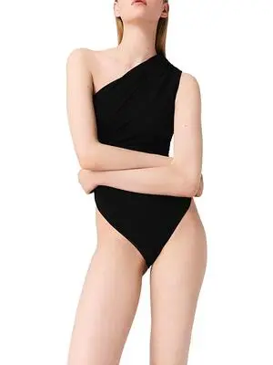 Maje Asymmetric Bodysuit - Black