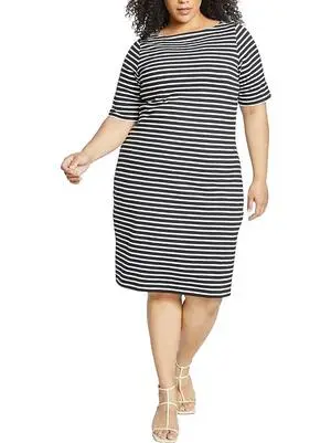 Universal Standard Belle Breton Stripe Jersey Dress - Black/white Stripe