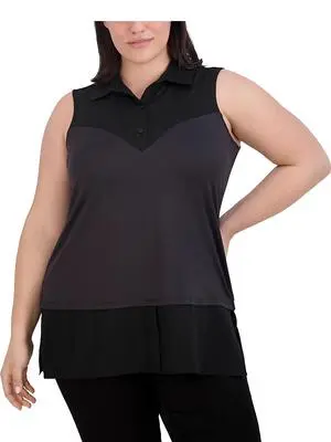Foxcroft Mixed Media Top - Black