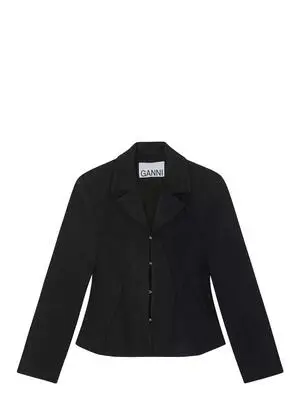 GANNI Notched-lapels Blazer - Black