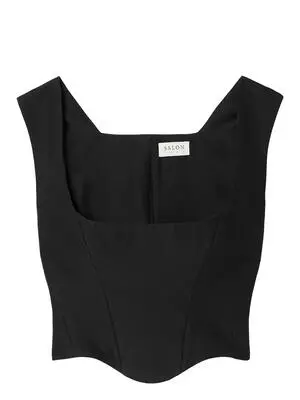 SALON 1884 Friuli Cropped Cotton And Silk-blend Top - Black