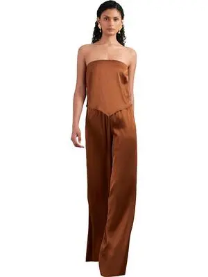 Good American Satin Wide-leg Trousers - Copper