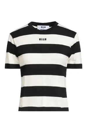 MSGM Cotton Jersey Striped T-shirt - White