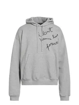 MSGM MSGM Light Cotton Sweatshirt With Hood And Appliqué Light Grey