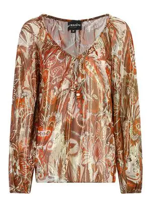 Retrofete Paisley Metallic Blouse - Brown