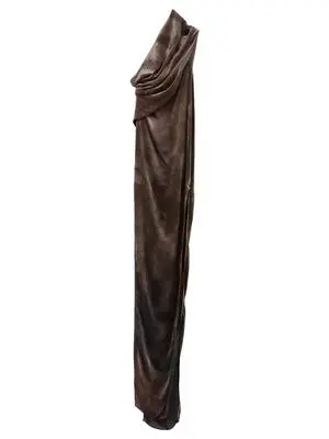 Rick Owens Draped One-shoulder Velvet Gown - Brown