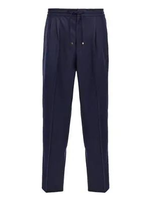 Brunello Cucinelli Front Pleat Wool Trousers - Blue