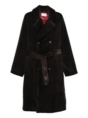 Drole De Monsieur Double-breasted Fur Coat - Brown