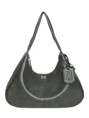 GANNI Slouchy Leather Shoulder Bag - Grey