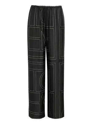 TOTEME Logo-embroidered Silk-satin Trousers - Black