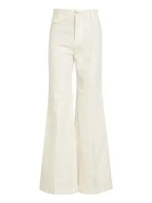 Chloé Flared-leg Cotton-canvas Trousers - White