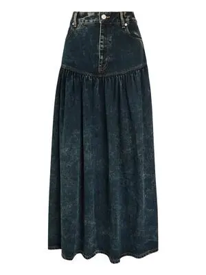 GANNI Denim Maxi Skirt - Black