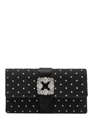 MANOLO BLAHNIK Polka Dot Satin And Mesh Clutch