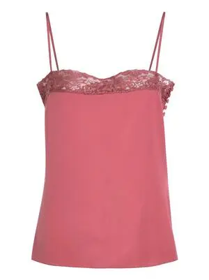 Chloé Lace-trimmed Silk Crepe De Chine Top - Mauve