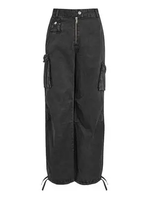 GANNI Washed Cotton Trousers - Black
