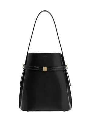 TOTEME Belted Leather Bucket Bag - Black