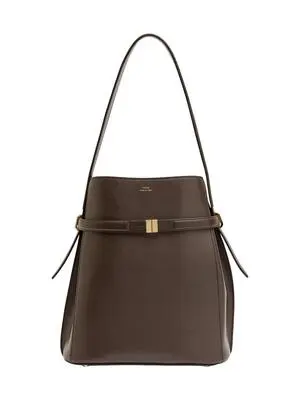 TOTEME Belted Leather Bucket Bag - Chocolate