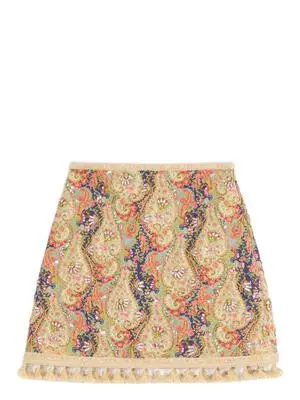 Valentino Garavani Embellished Paisley Print Piquet Skirt - Multicolour