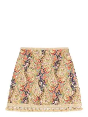 Valentino Garavani Valentino Embroidered Paisley Print Short Skirt Multicolour