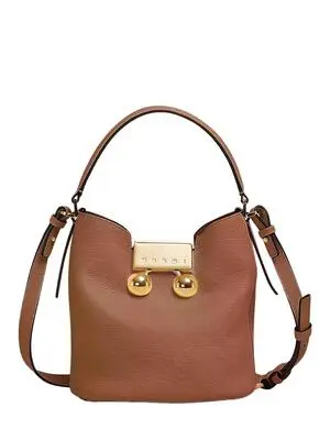 Marni Bucket Bag With Top Handle And Shoulder Strap - Brown